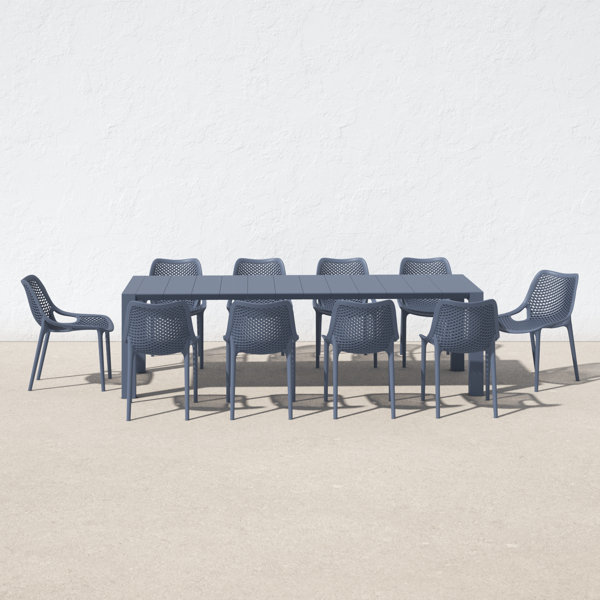 AllModern Farrah 10 - Person Rectangular Extendable Outdoor Dining Set & Reviews | Wayfair